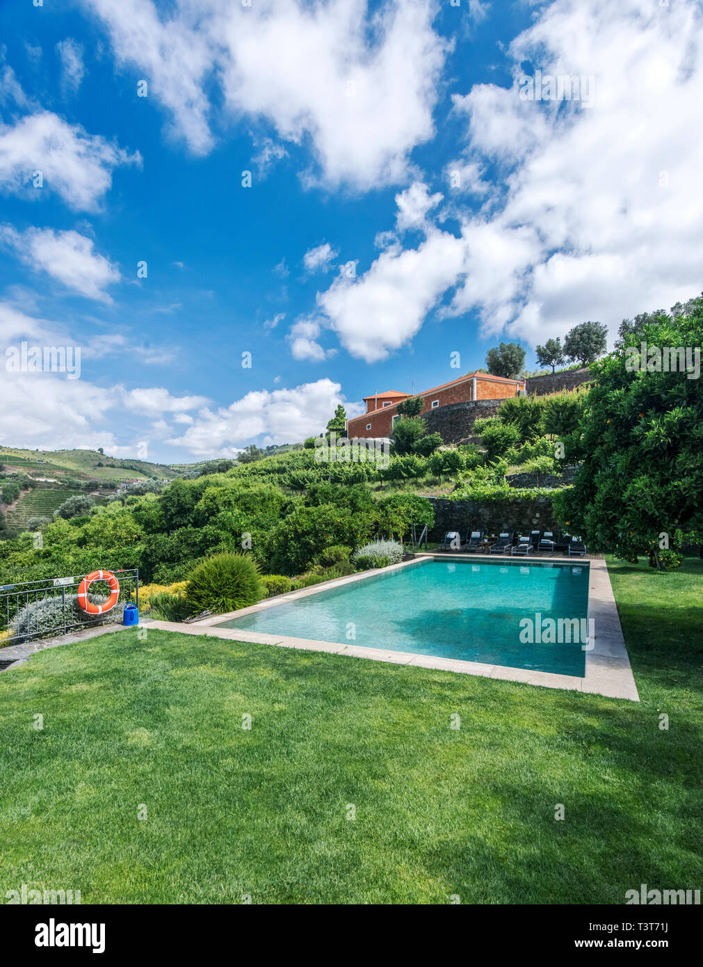 Infinity pool in rural hillside Stock Photo - Alamy