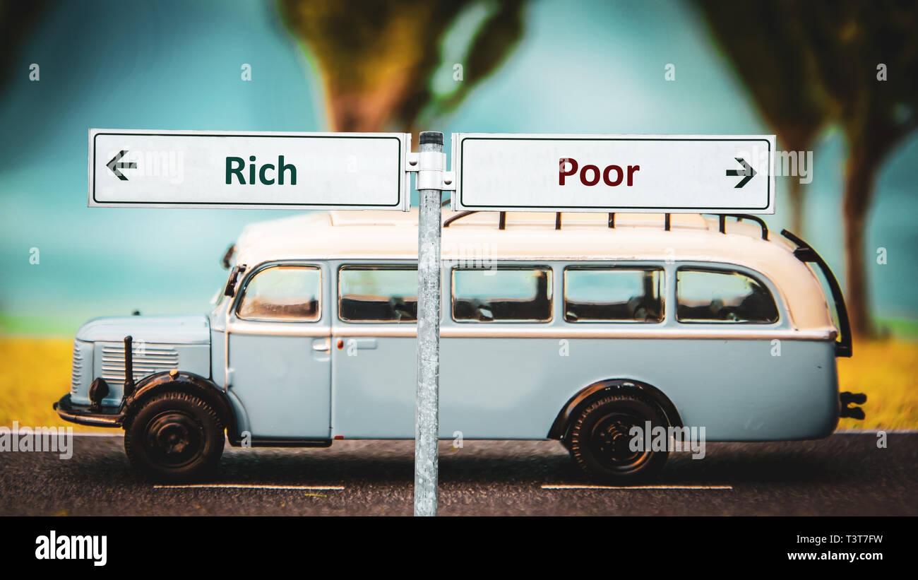 Street Sign Rich versus Poor Stock Photo - Alamy