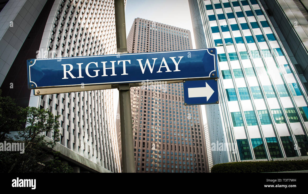 Street Sign Right Way Stock Photo - Alamy