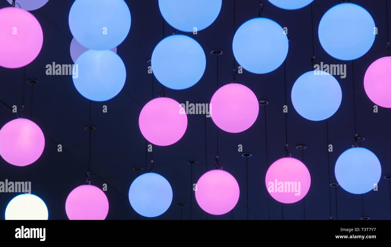 Ceiling moving led balls Stock Photo - Alamy