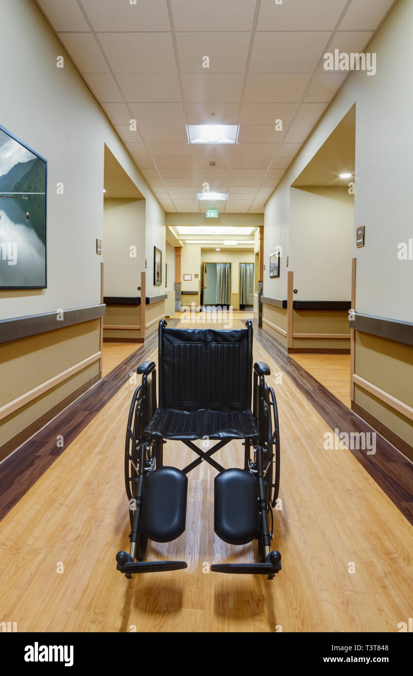 Empty wheelchair in assisted living facility Stock Photo - Alamy