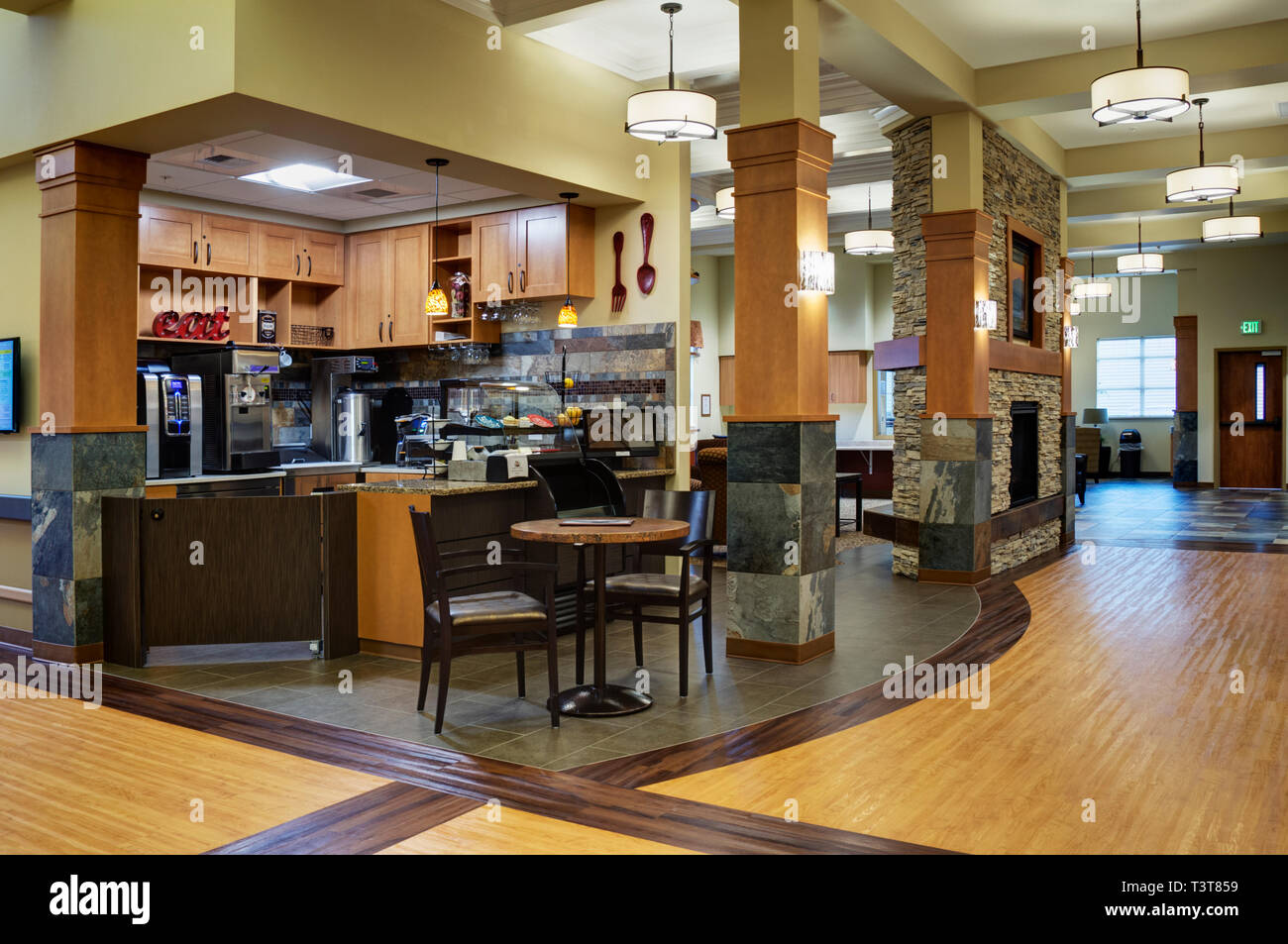 Empty cafe in assisted living facility Stock Photo - Alamy