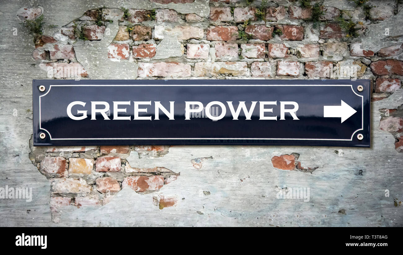 Street Sign Green Power Stock Photo - Alamy