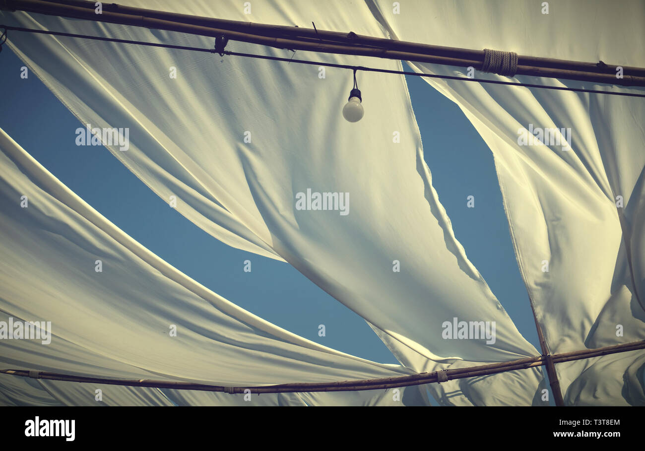 white white fabric texture wind blowing background, texture of flying ...