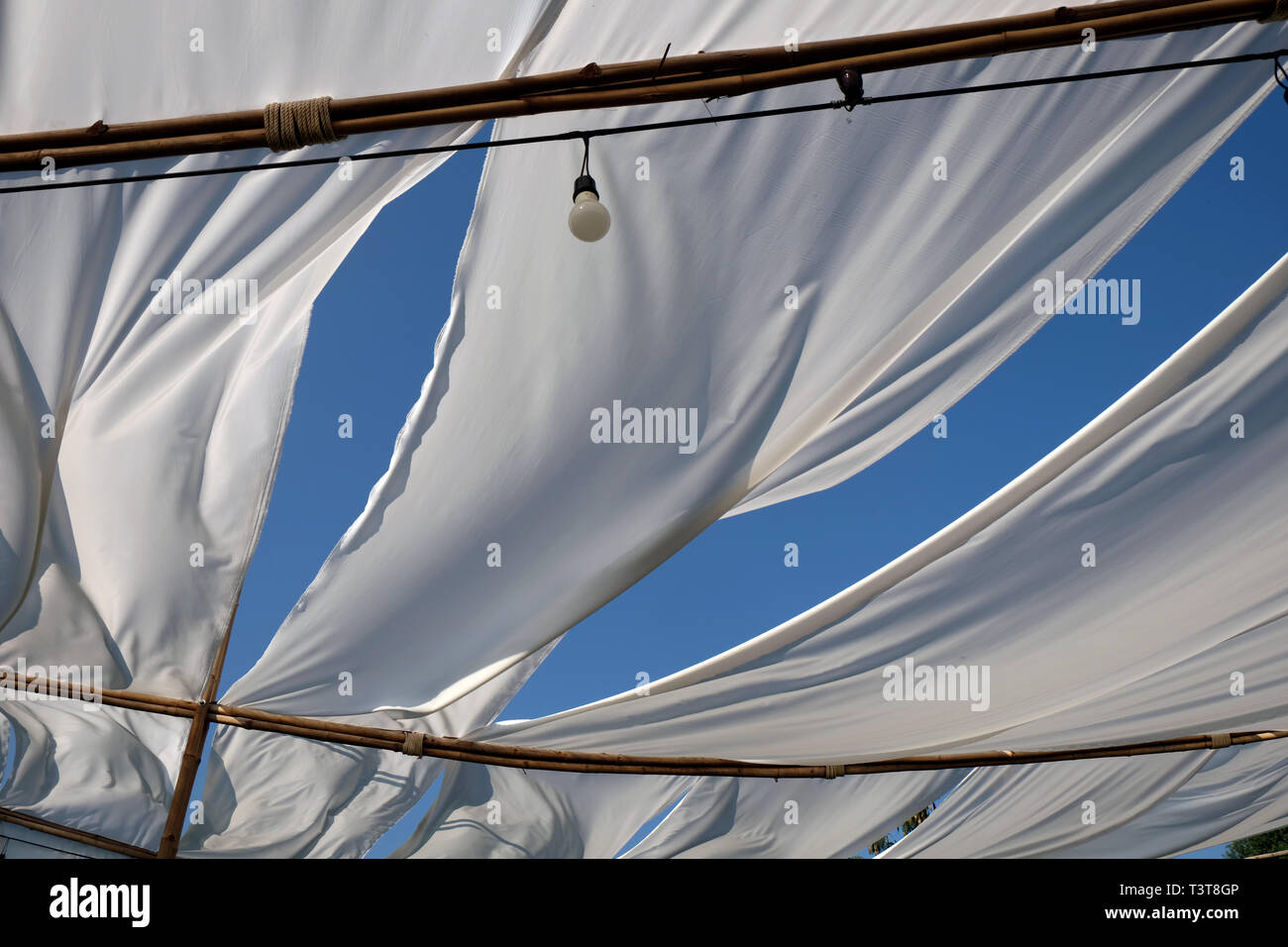 white white fabric texture wind blowing background, texture of flying ...