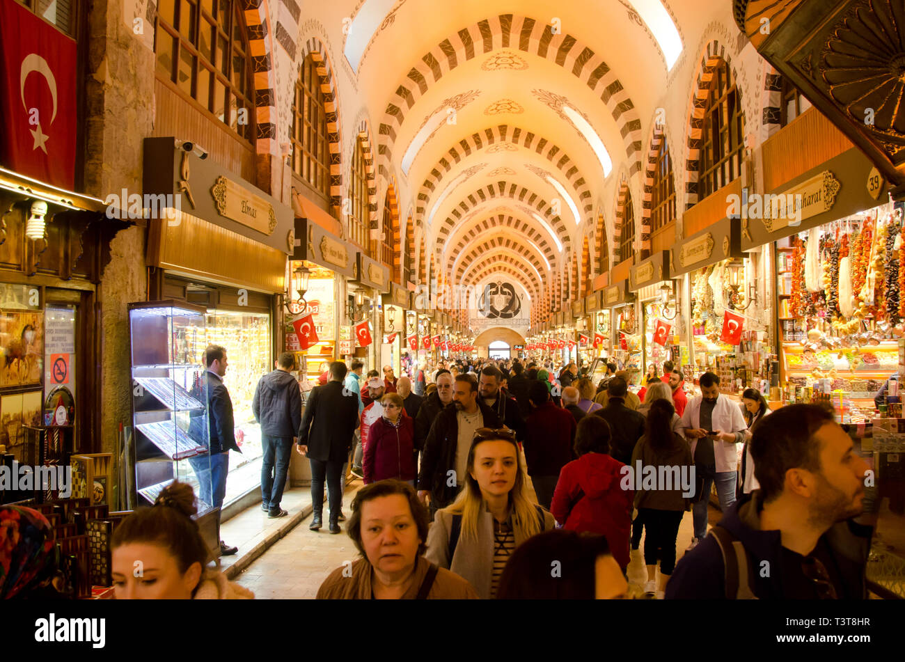 Istanbul,Turkey, March 07,2019:large group of people inside of Egyptian ...