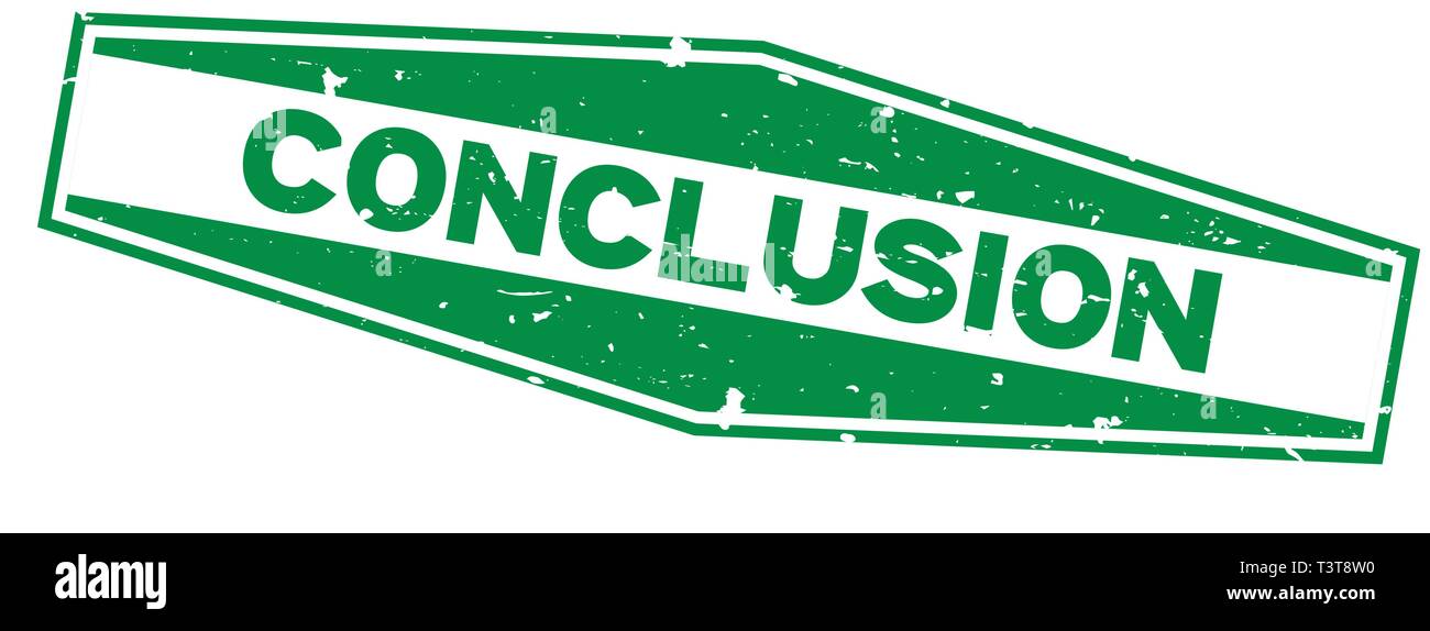 Grunge green conclusion word hexagon rubber seal stamp on white ...