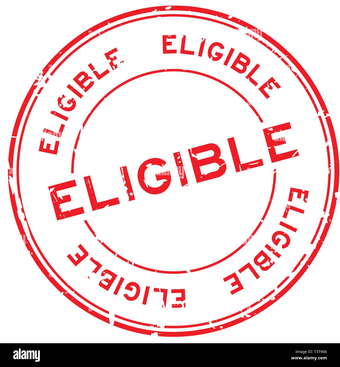 Grunge red eligible round rubber seal stamp on white background Stock ...