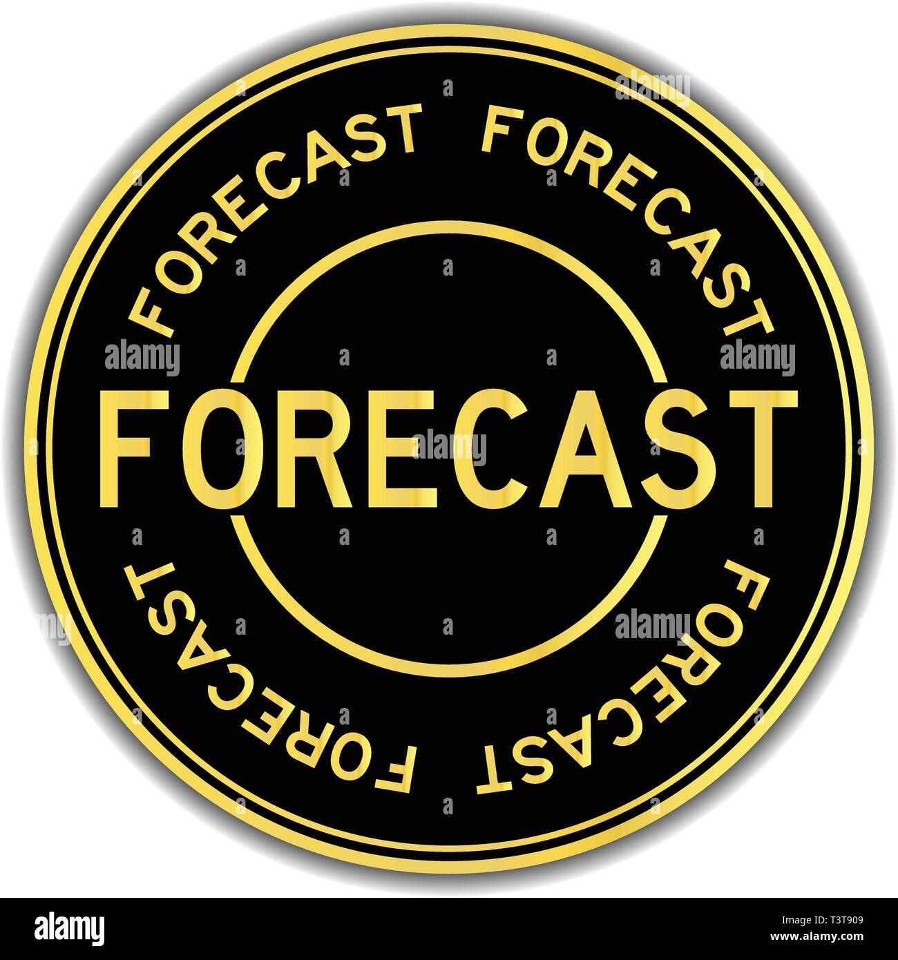 Black and gold color sticker in word forecast on white background Stock ...