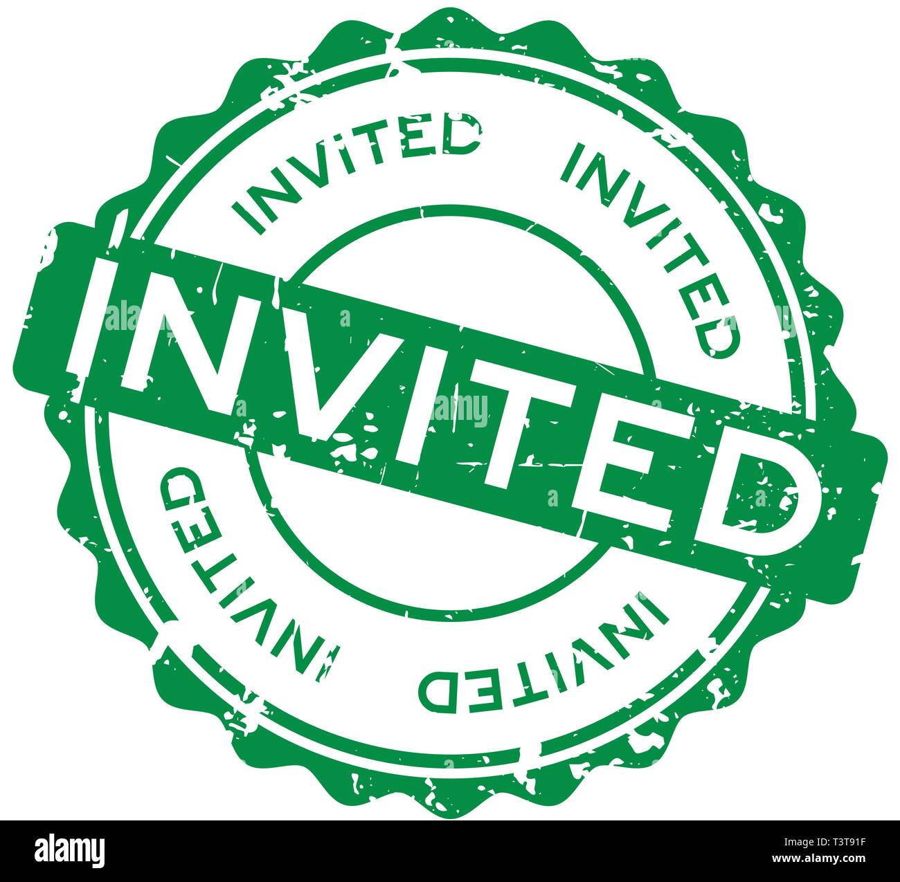 Grunge green invited wording round rubber seal stamp on white background Stock Vector Image ...