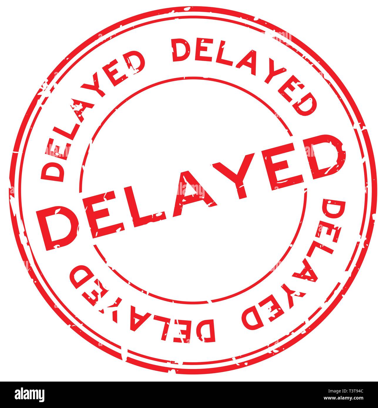 Grunge red delayed word round rubber seal stamp on white background Stock Vector Image & Art - Alamy