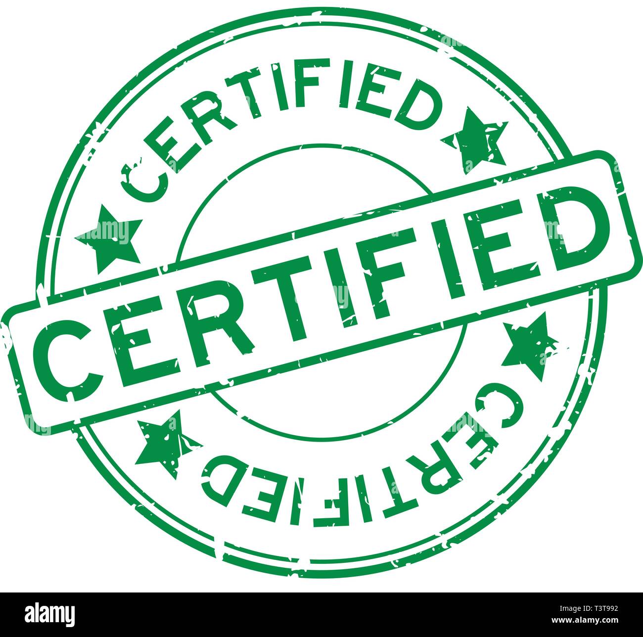 Grunge green certified word round rubber seal stamp on white background ...