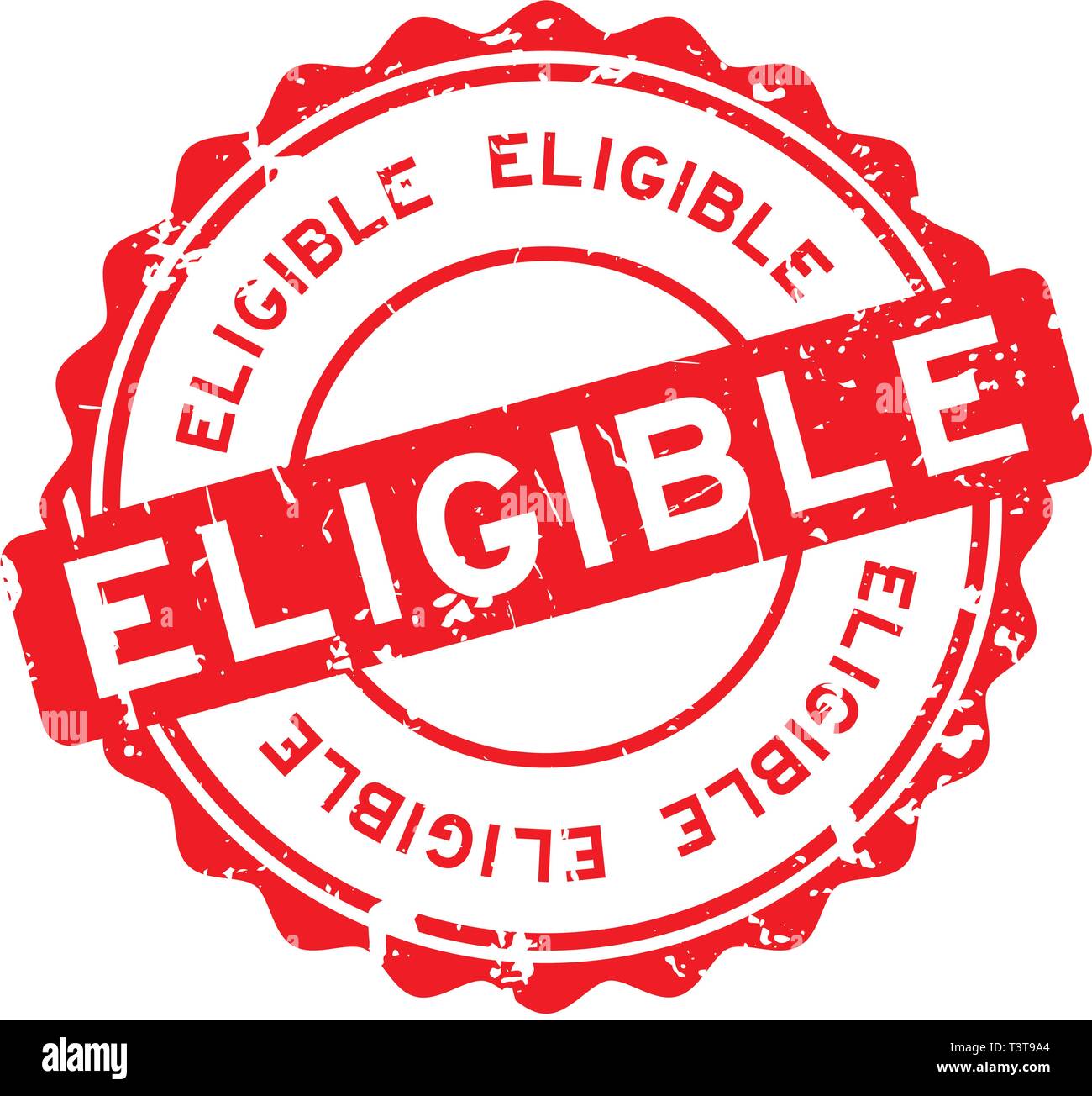 Grunge red eligible word round rubber seal stamp on white background ...