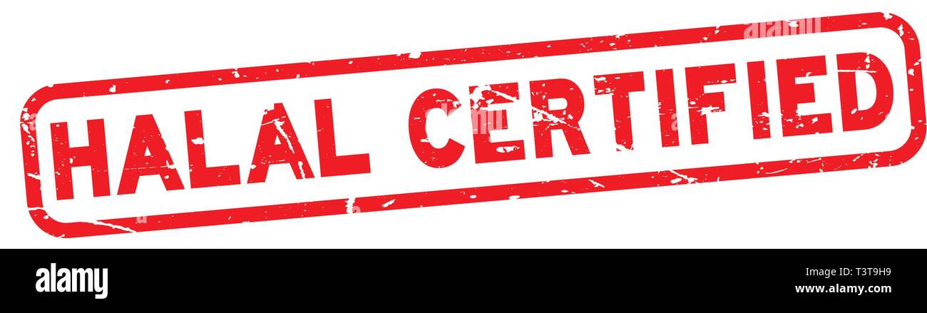 Grunge red halal certificationl square rubber seal stamp on white background Stock Vector Image ...