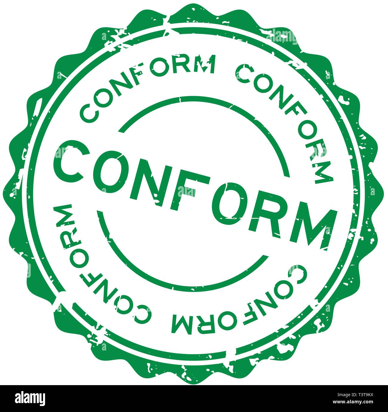 Grunge green conform word round rubber seal stamp on white background ...