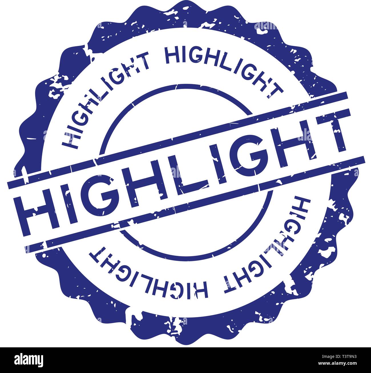 Grunge blue highlight word round rubber seal stamp on white background ...