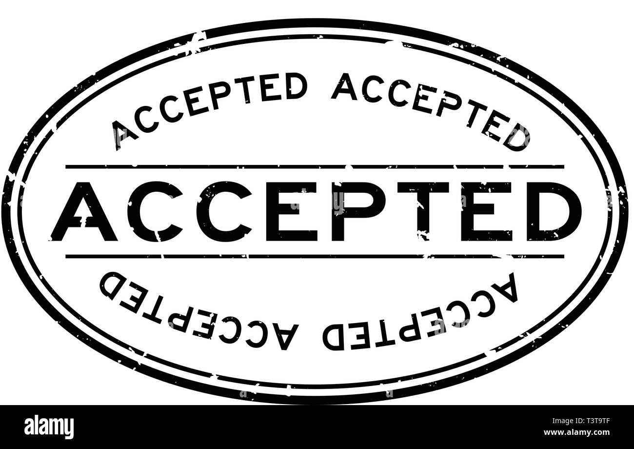 Grunge black accepted word oval rubber seal stamp on white background ...