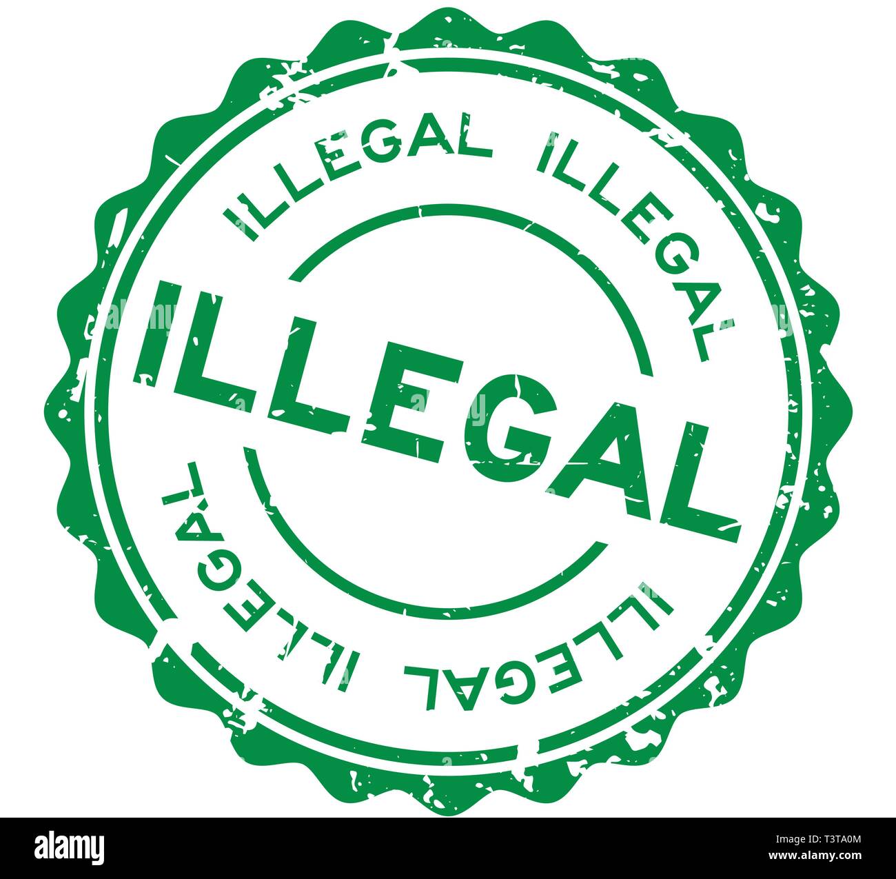 Grunge green illegal wording round rubber seal stamp on white background Stock Vector Image ...