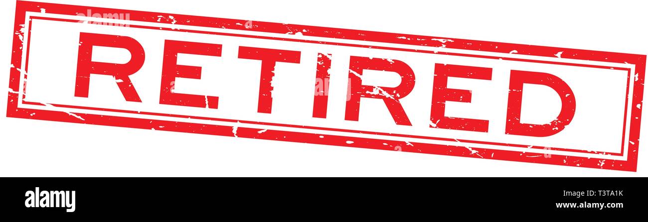 Grunge red retired word square rubber seal stamp on white background ...