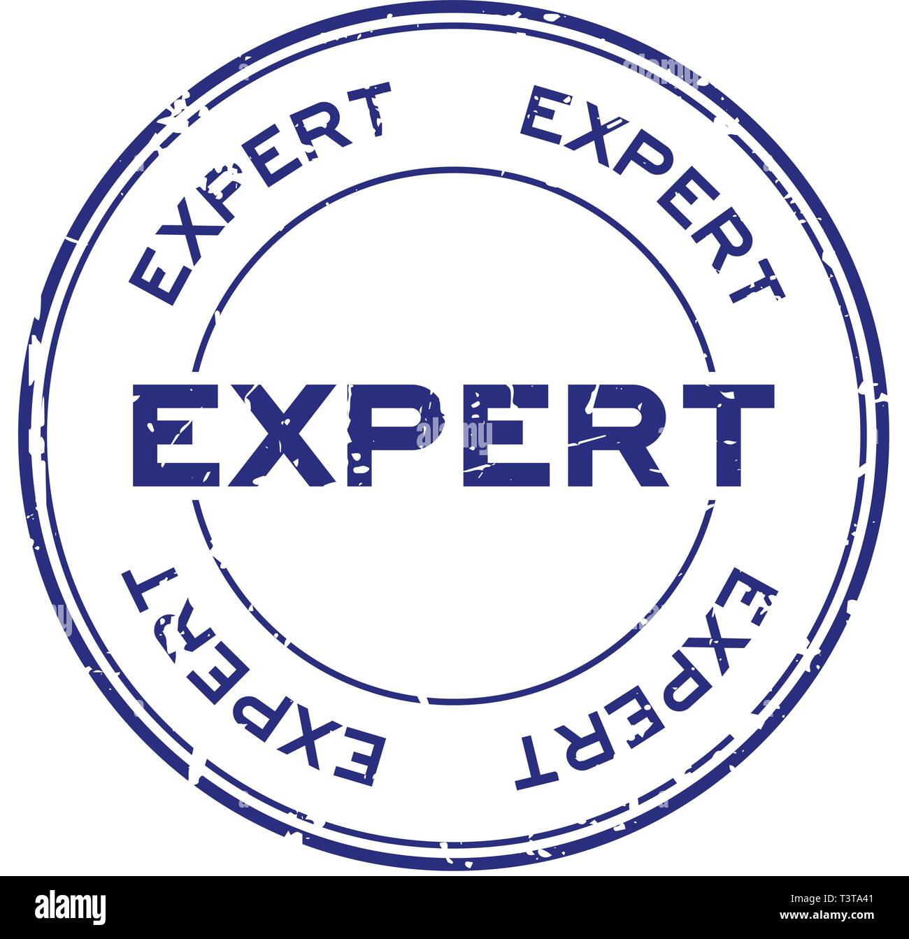 Grunge blue expert round rubber seal stamp on white background Stock ...