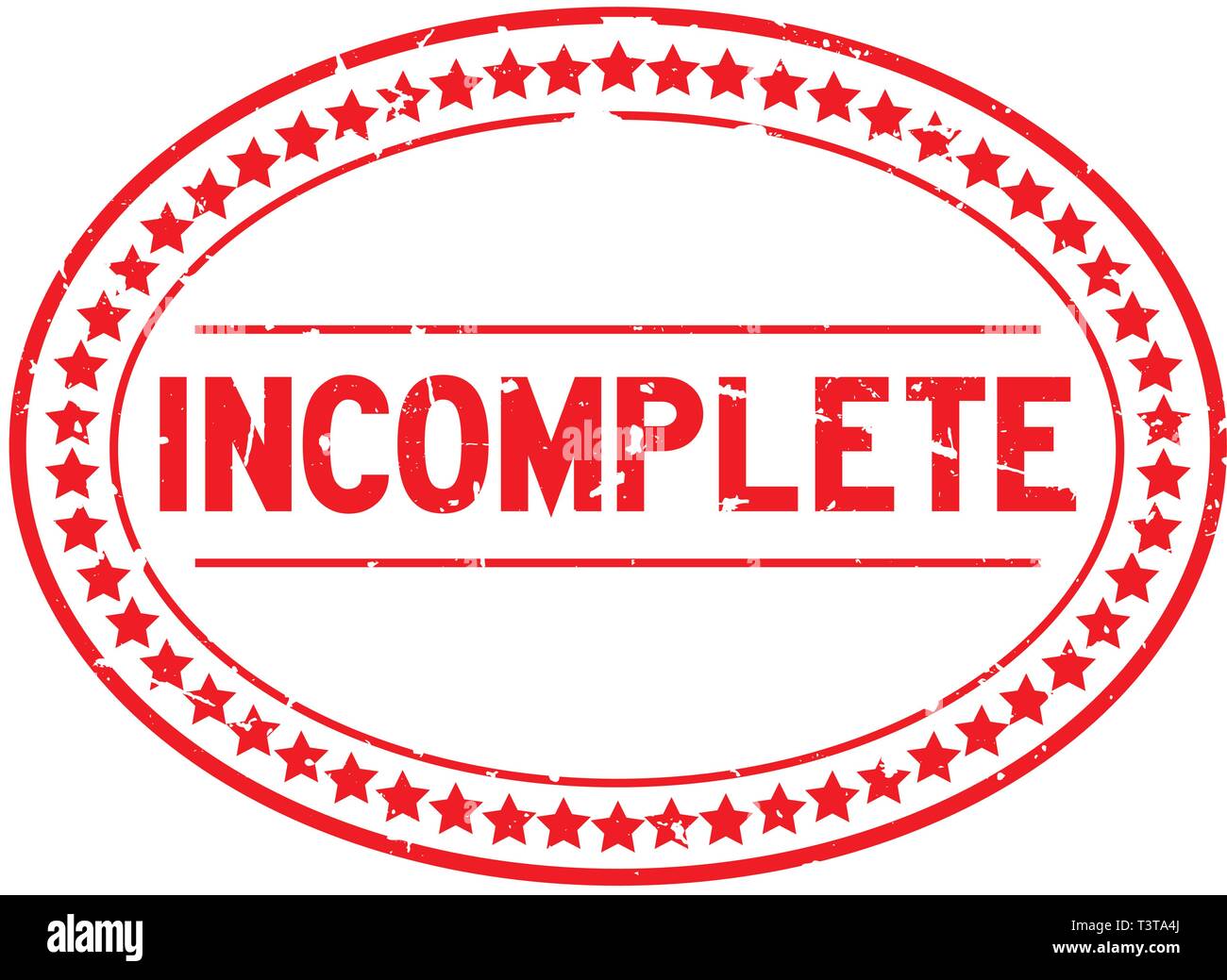 Grunge red incomplete word oval rubber seal stamp on white background ...