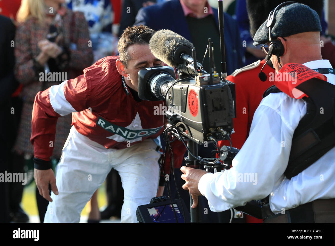 Jockey Davy Russell celebrates after winning the Randox Health Grand ...