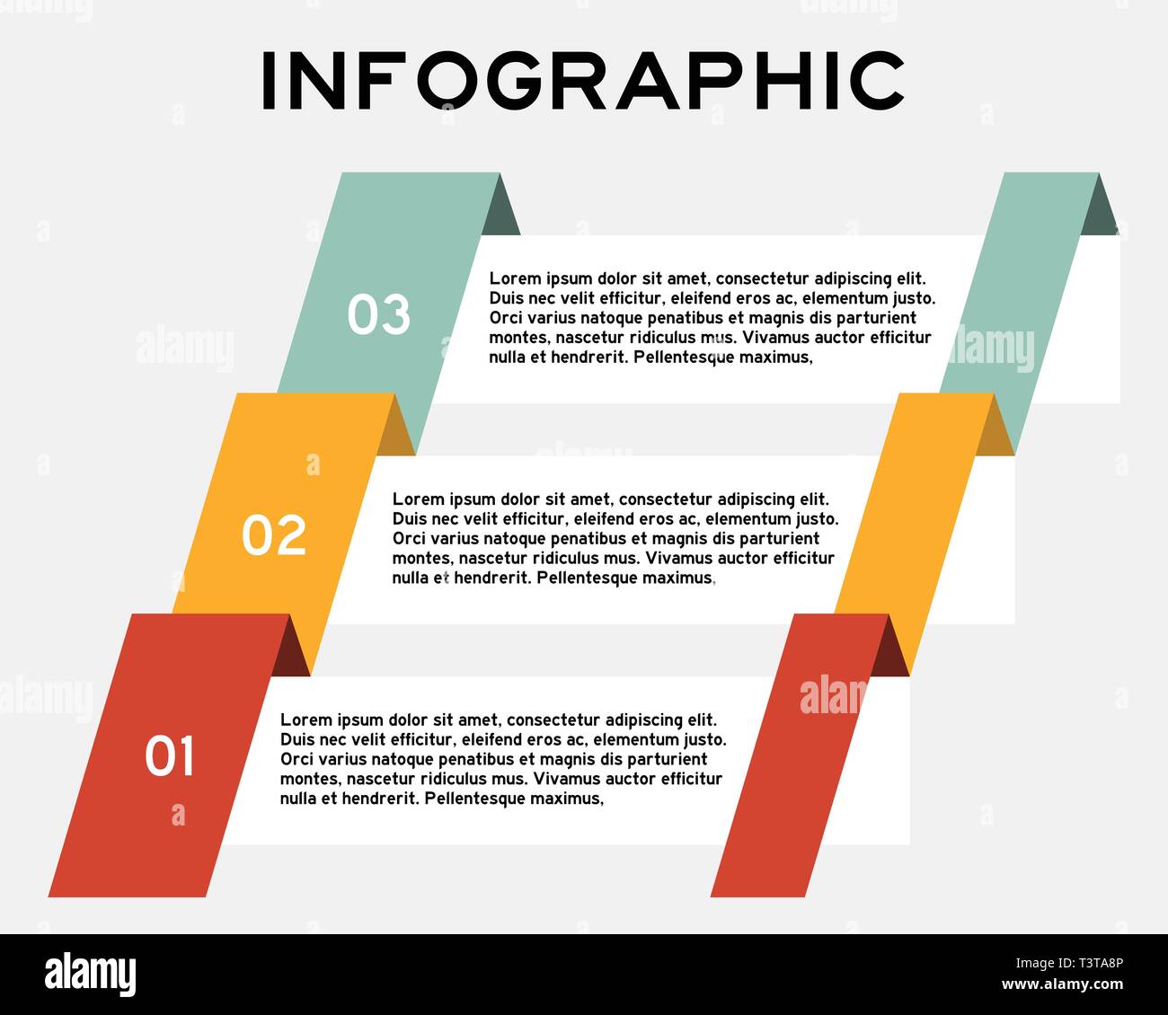 Basic infographic with 3 steps blank space on white background Stock ...