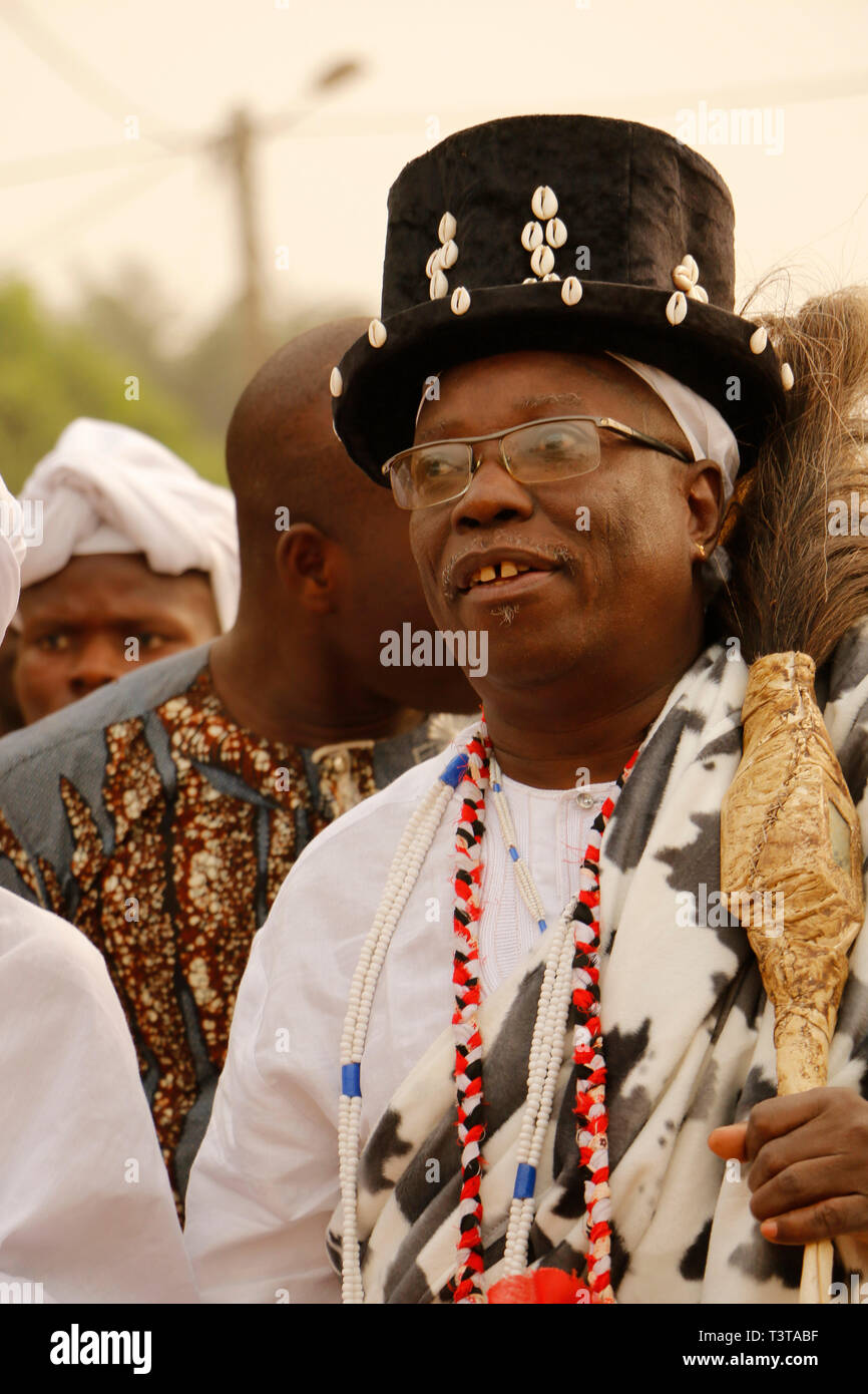 Procession of the Voodoo Festival in Ouidah, which goes from the sacred ...