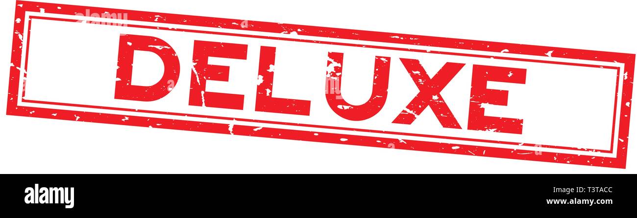 Grunge red deluxe word square rubber seal stamp on white background ...