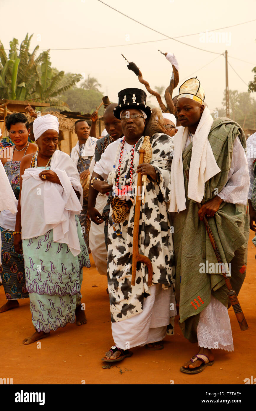 Procession of the Voodoo Festival in Ouidah, which goes from the sacred ...