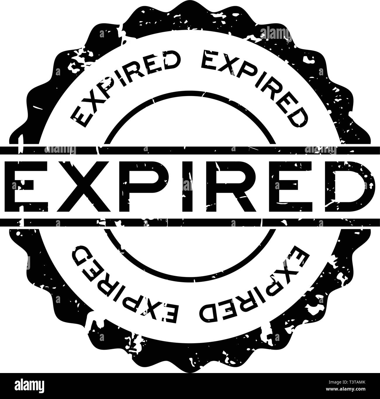 Grunge black expired word round rubber seal stamp on white background ...