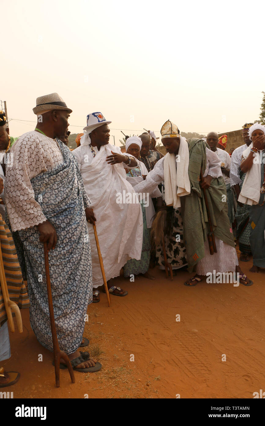 Procession of the Voodoo Festival in Ouidah, which goes from the sacred ...