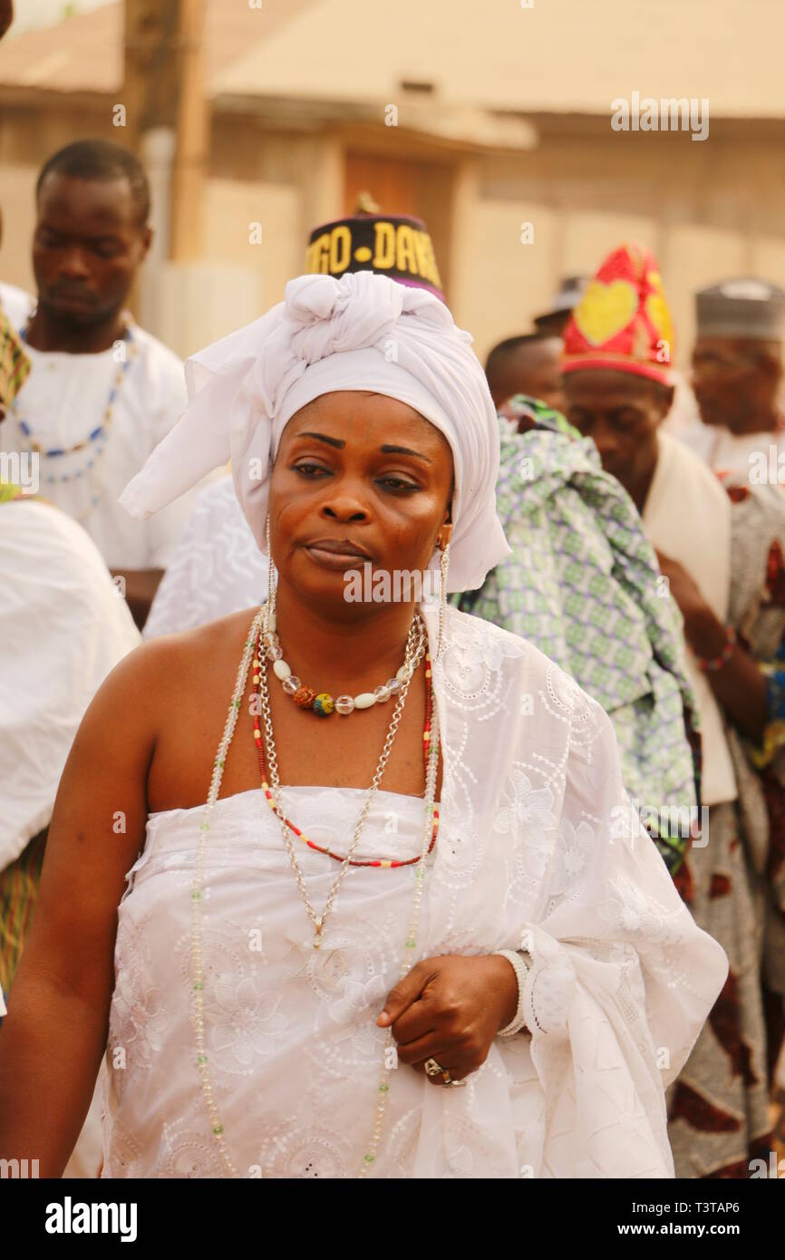 Procession of the Voodoo Festival in Ouidah, which goes from the sacred ...