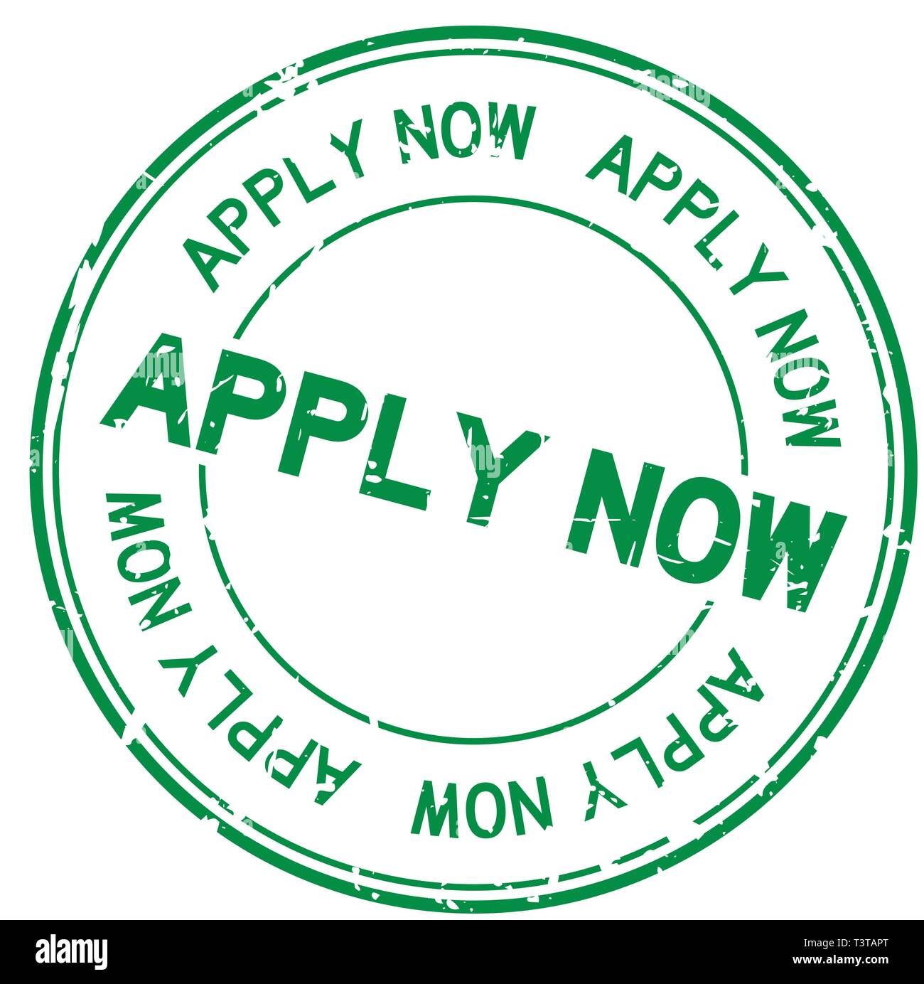 Grunge green apply now word round rubber seal stamp on white background Stock Vector Image & Art ...