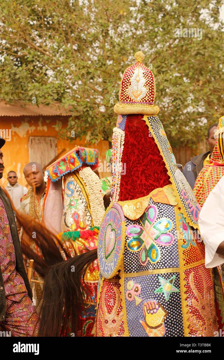 Procession of the Voodoo Festival in Ouidah, which goes from the sacred ...