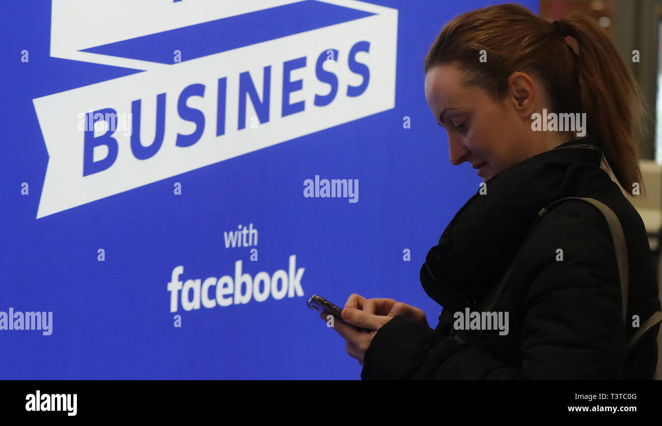 Facebook branding during the Dublin Tech Summit, held at the Royal ...