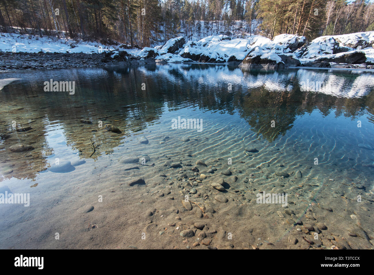 Crystal pure water of blue lake Stock Photo - Alamy