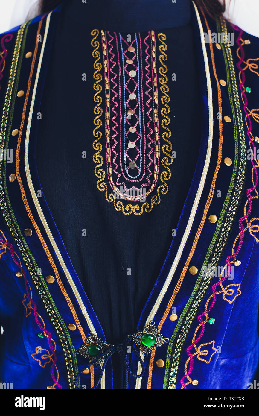 national Bashkir costumes. peoples of Russia. Tatars on white ...