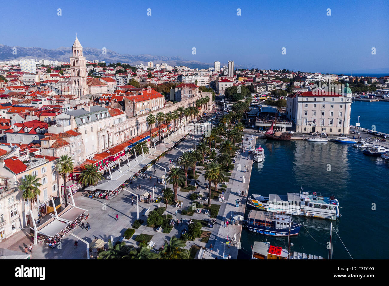 Split skyline, promenade and harbor seen from above Stock Photo - Alamy