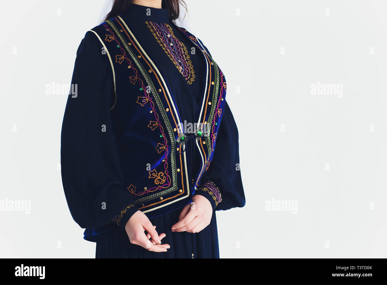 national Bashkir costumes. peoples of Russia. Tatars on white ...