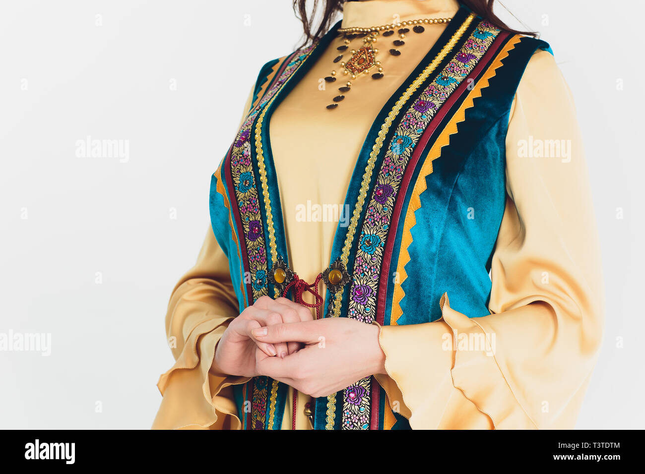national Bashkir costumes. peoples of Russia. Tatars on white ...