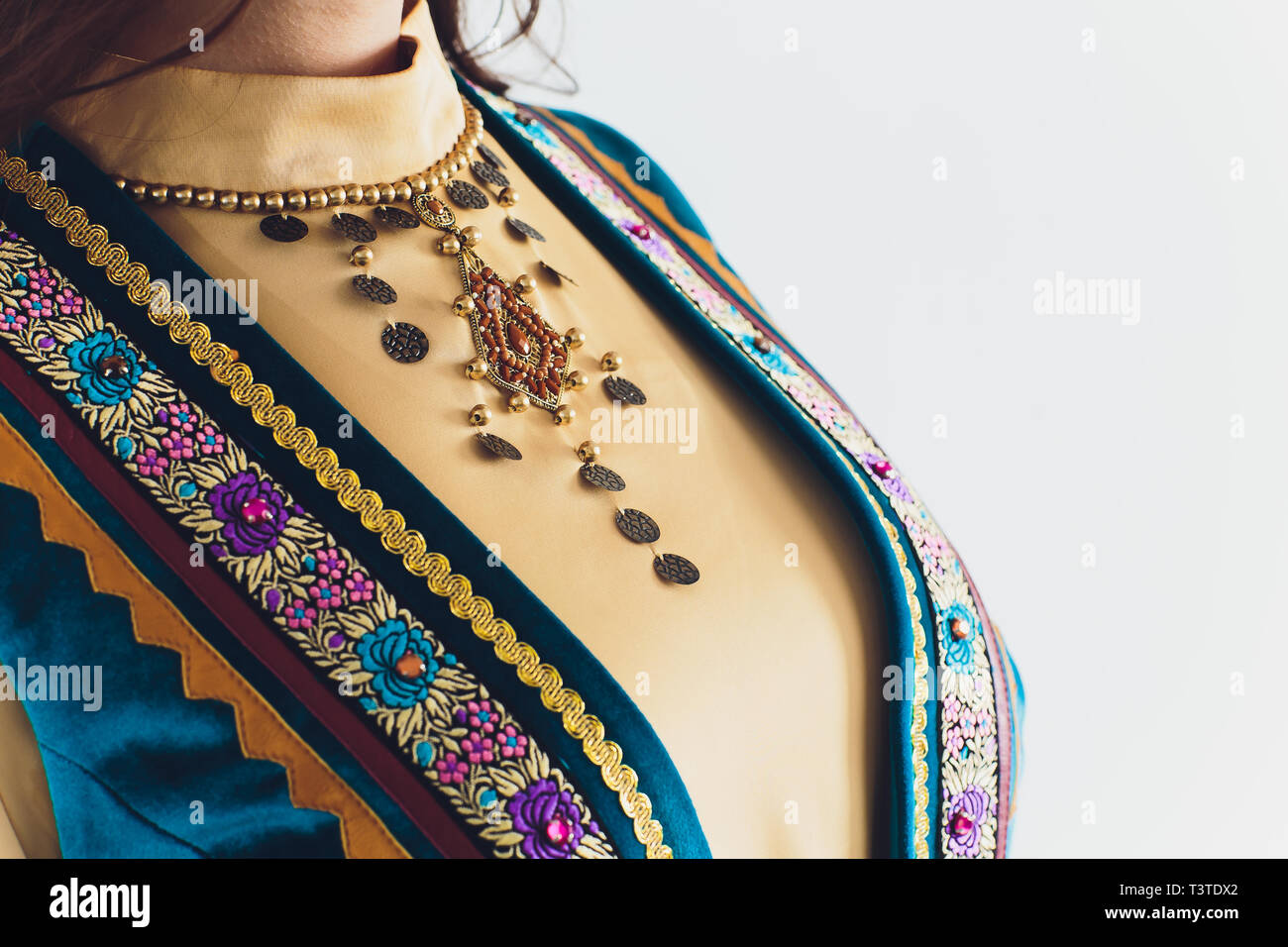 national Bashkir costumes. peoples of Russia. Tatars on white ...