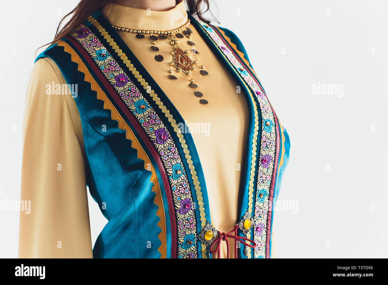 national Bashkir costumes. peoples of Russia. Tatars on white ...