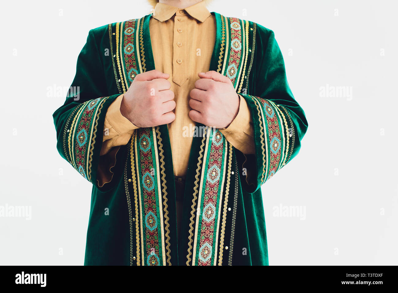 national Bashkir costumes. peoples of Russia. Tatars on white ...