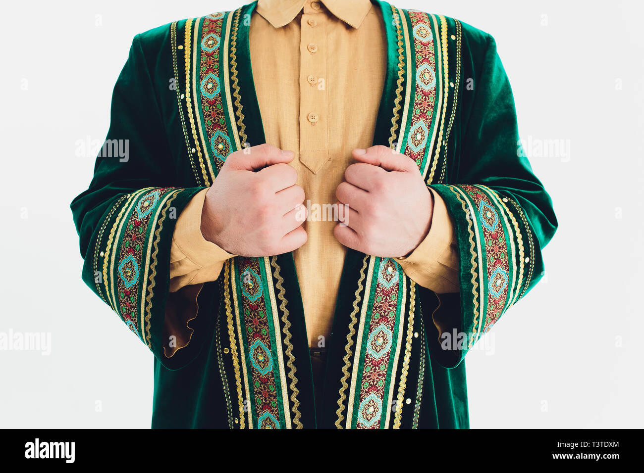 national Bashkir costumes. peoples of Russia. Tatars on white ...