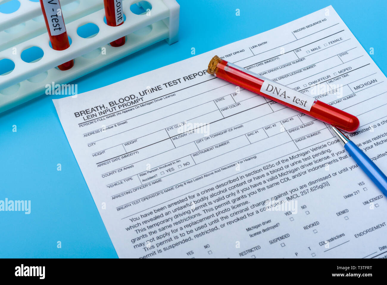 DNA molecule forming inside the vial in for blood analysis Stock Photo ...