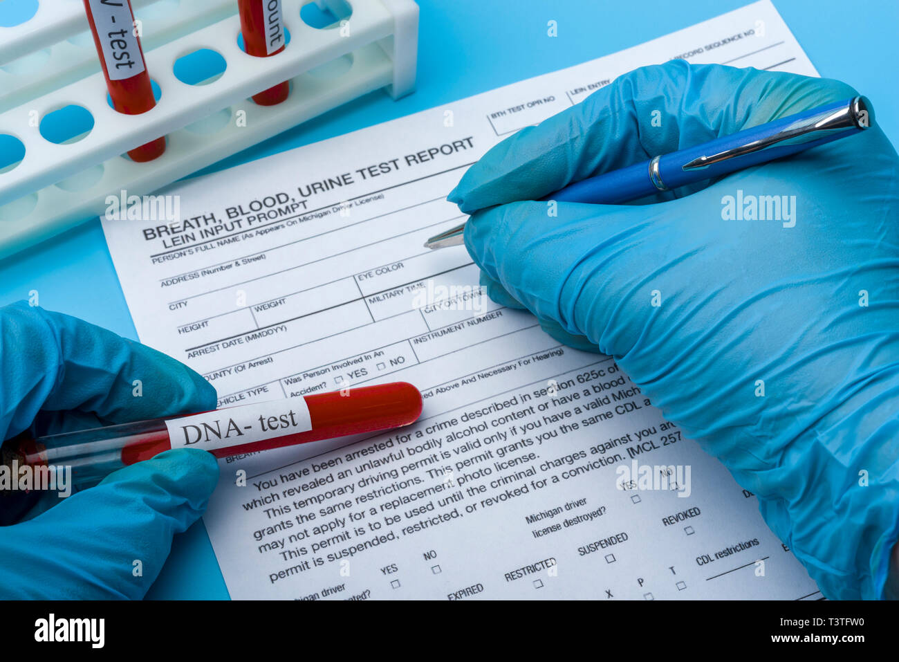 DNA molecule forming inside the vial in for blood analysis Stock Photo ...