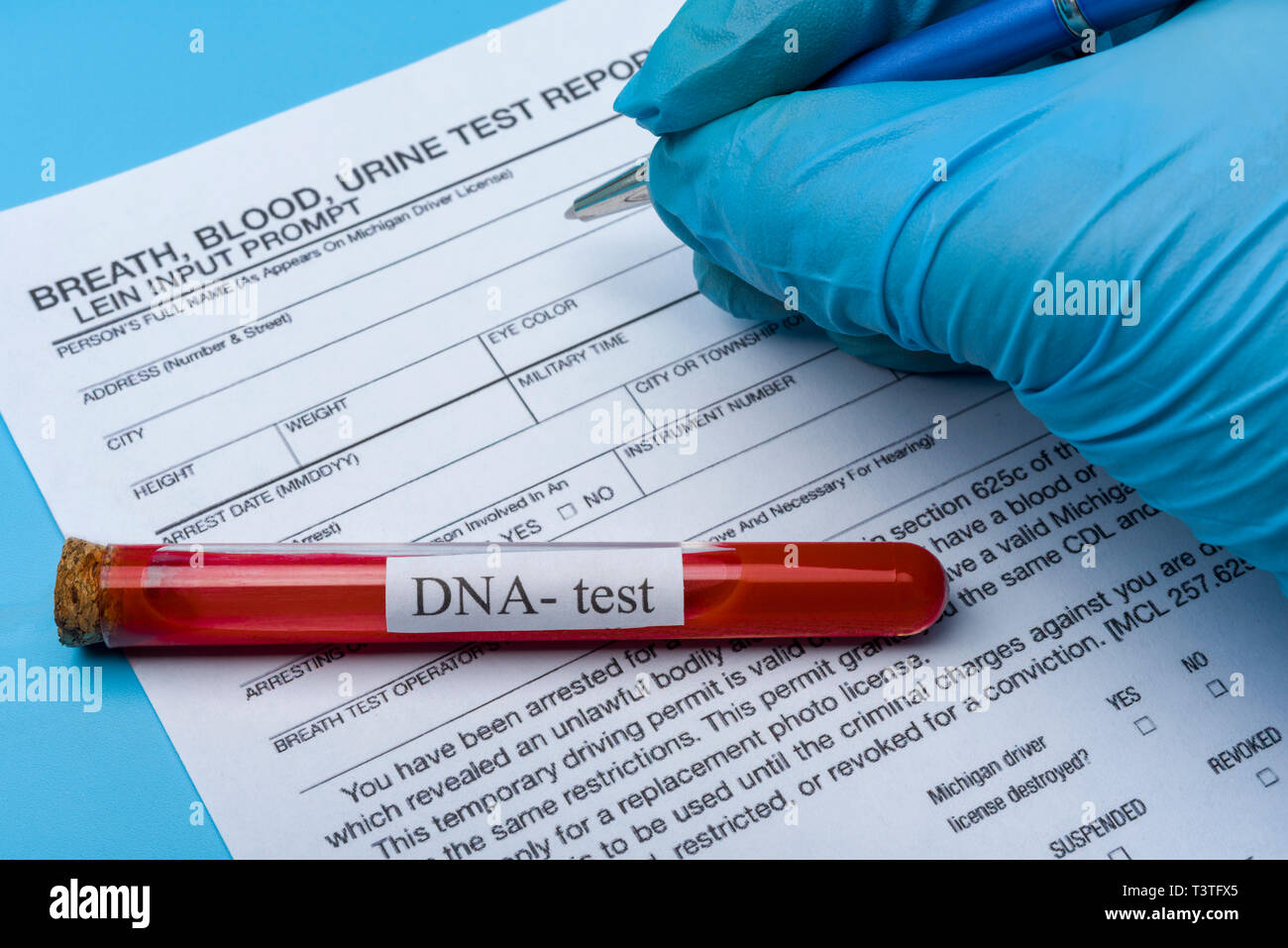 DNA molecule forming inside the vial in for blood analysis Stock Photo ...