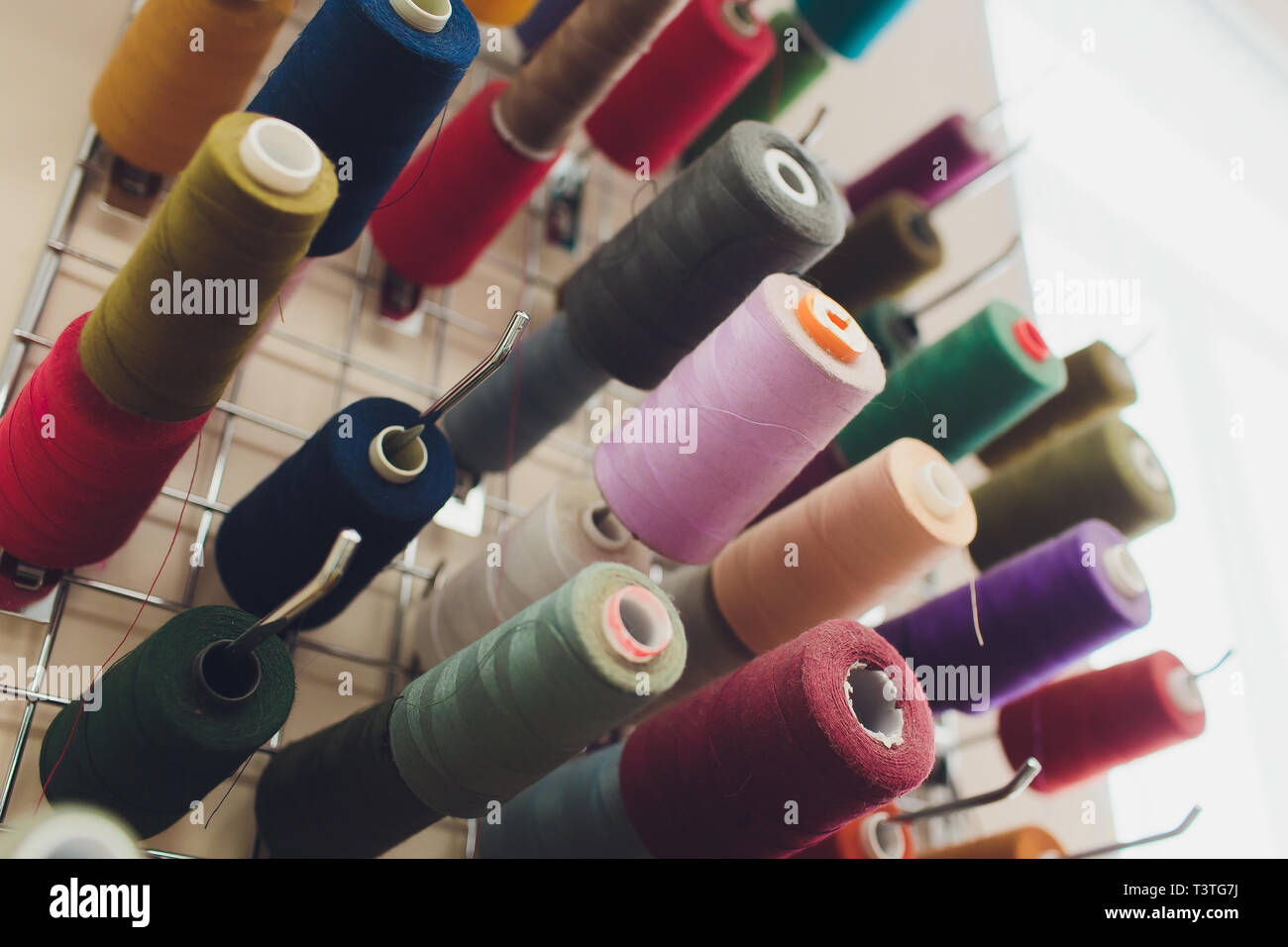 Set colored thread coils hi-res stock photography and images - Alamy