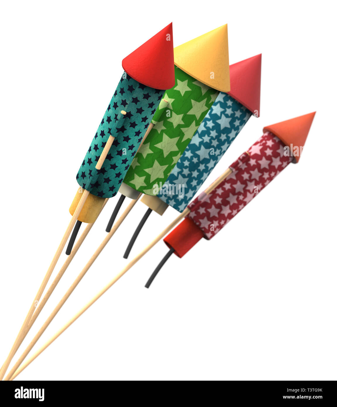 Vintage fireworks rockets, isolated on white background,blur depth of ...